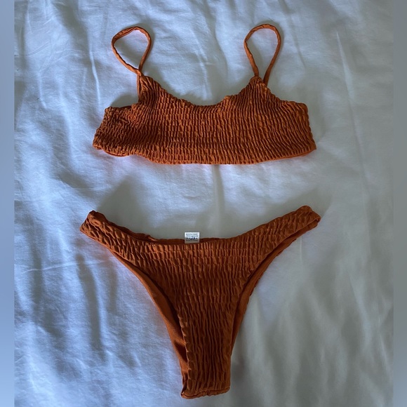 Frankie's Bikinis | Swim | New Breezy Swim Rust Orange Ruched Bikini ...